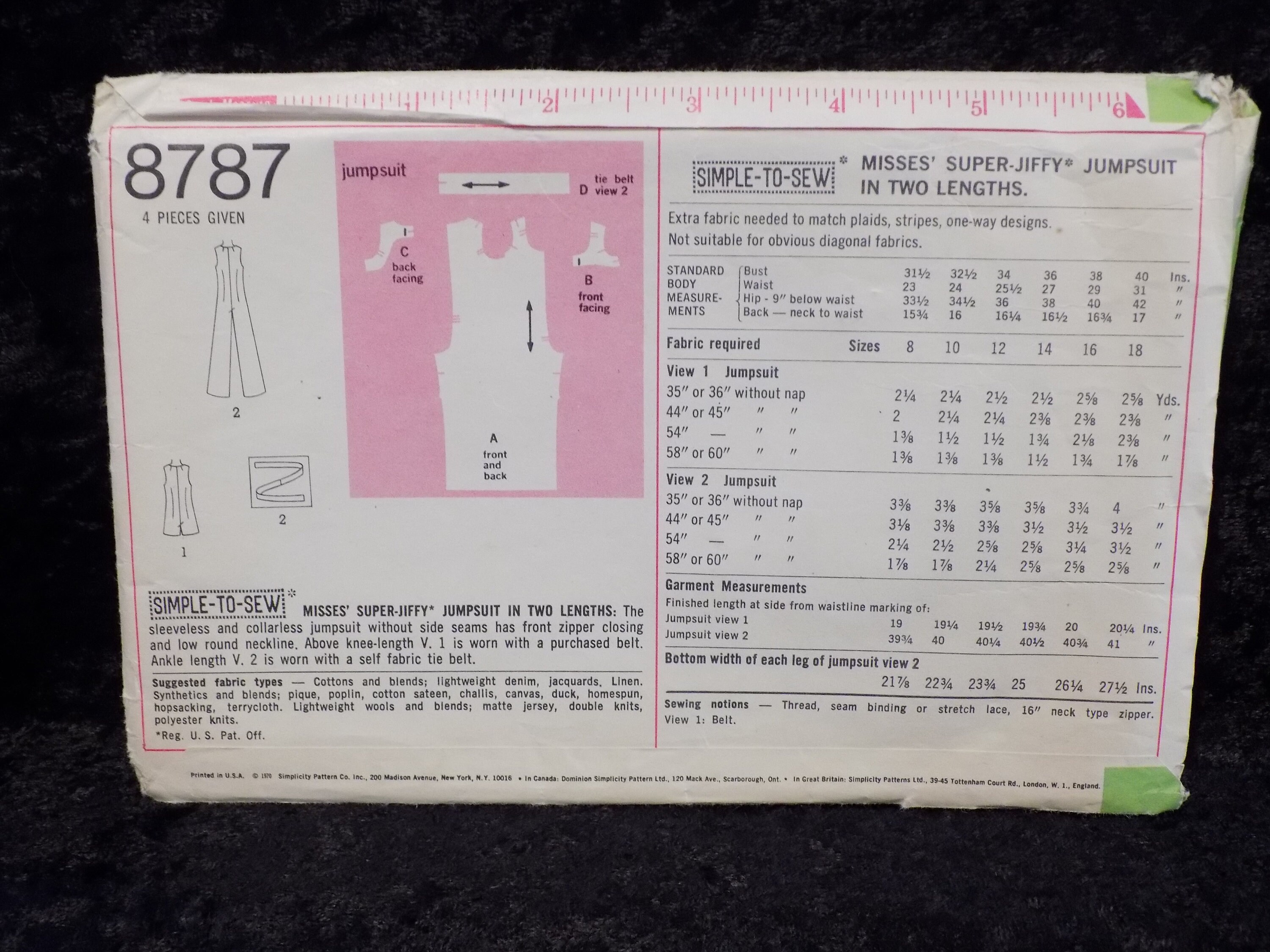 Vintage 1970s Simplicity Pattern 8787 Misses' Jumpsuit - Etsy