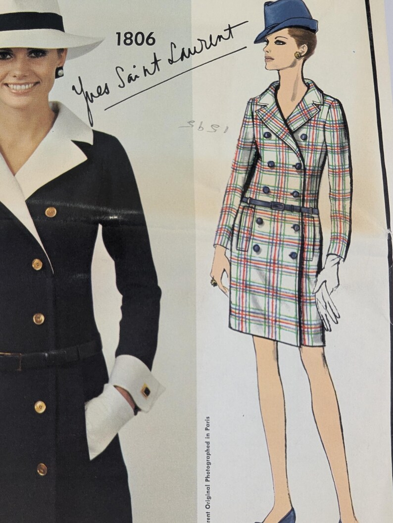 Vogue Paris Original Sewing Pattern #1806 by Yves Saint Laurent - One ...