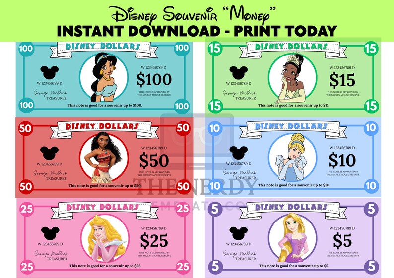 Disney Princess Play Money Management Tool for Kids Vacation Budget ...