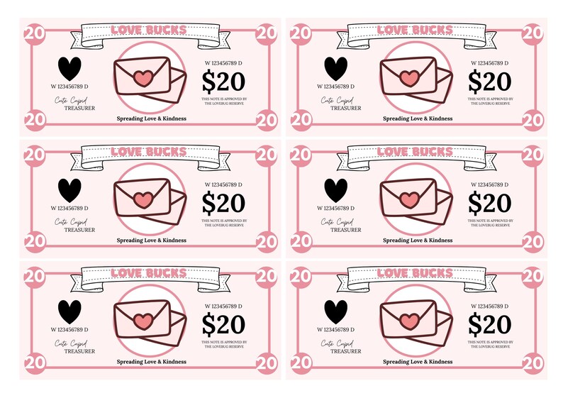 Valentines Day Love Hearts Play Money Printable Download Digital File ...