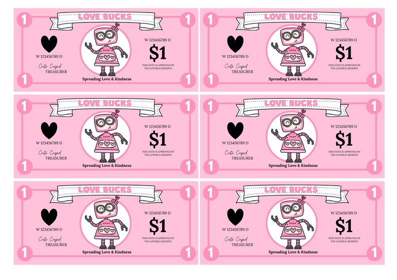 Valentines Day Love Hearts Play Money Printable Download Digital File ...