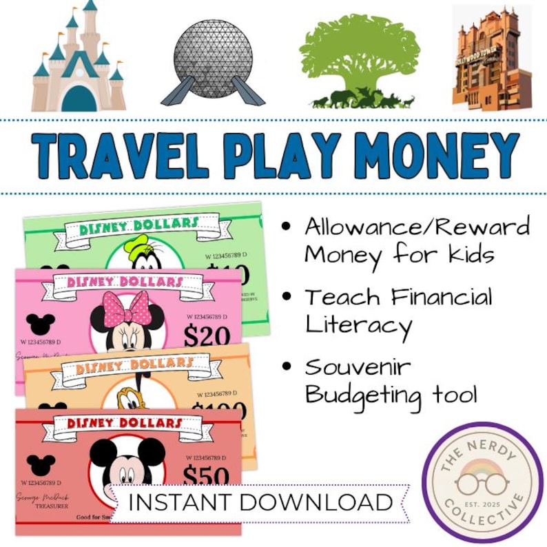 Disney Play Money Spending Tool for Children Vacation Budget Printable ...