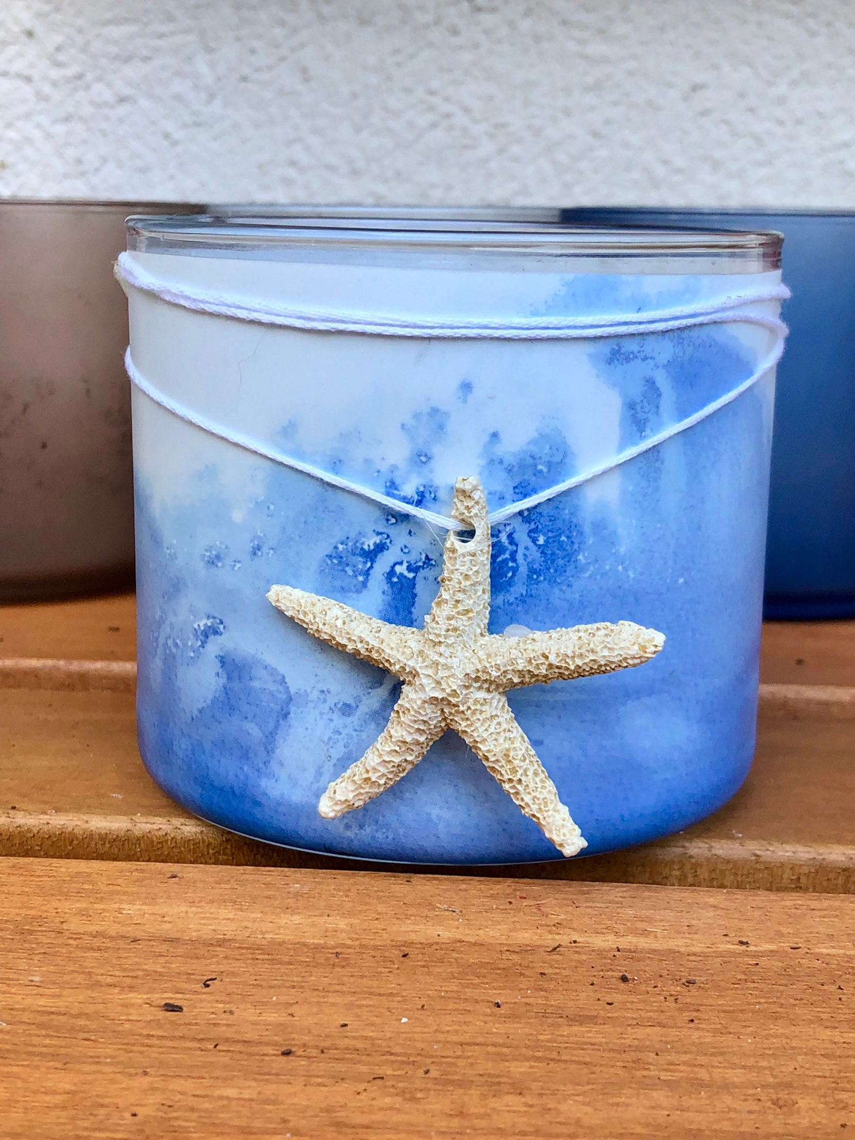 Ocean Themed Glass planter with starfish | Etsy