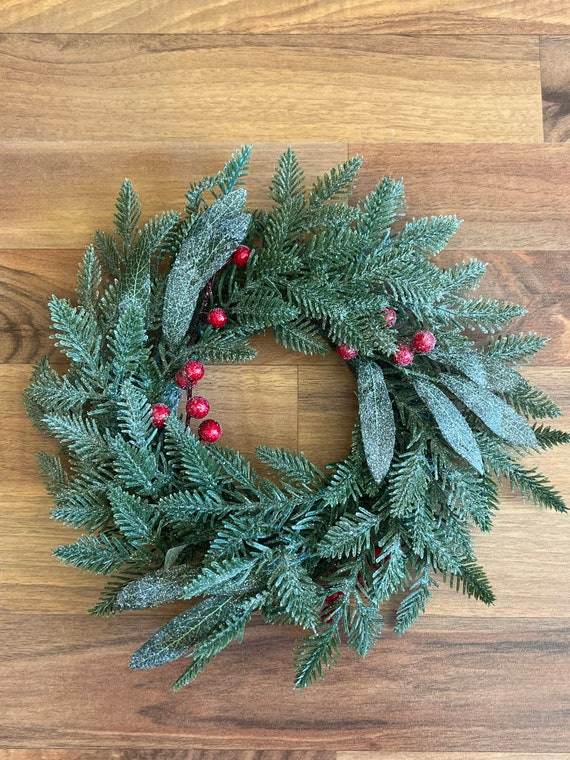 Mini Wreath Christmas Candle Ring Table Centerpiece Frosty - Etsy