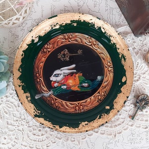 White Rabbit Plate, Alice in Wonderland Plate, Decorative Plate, White ...