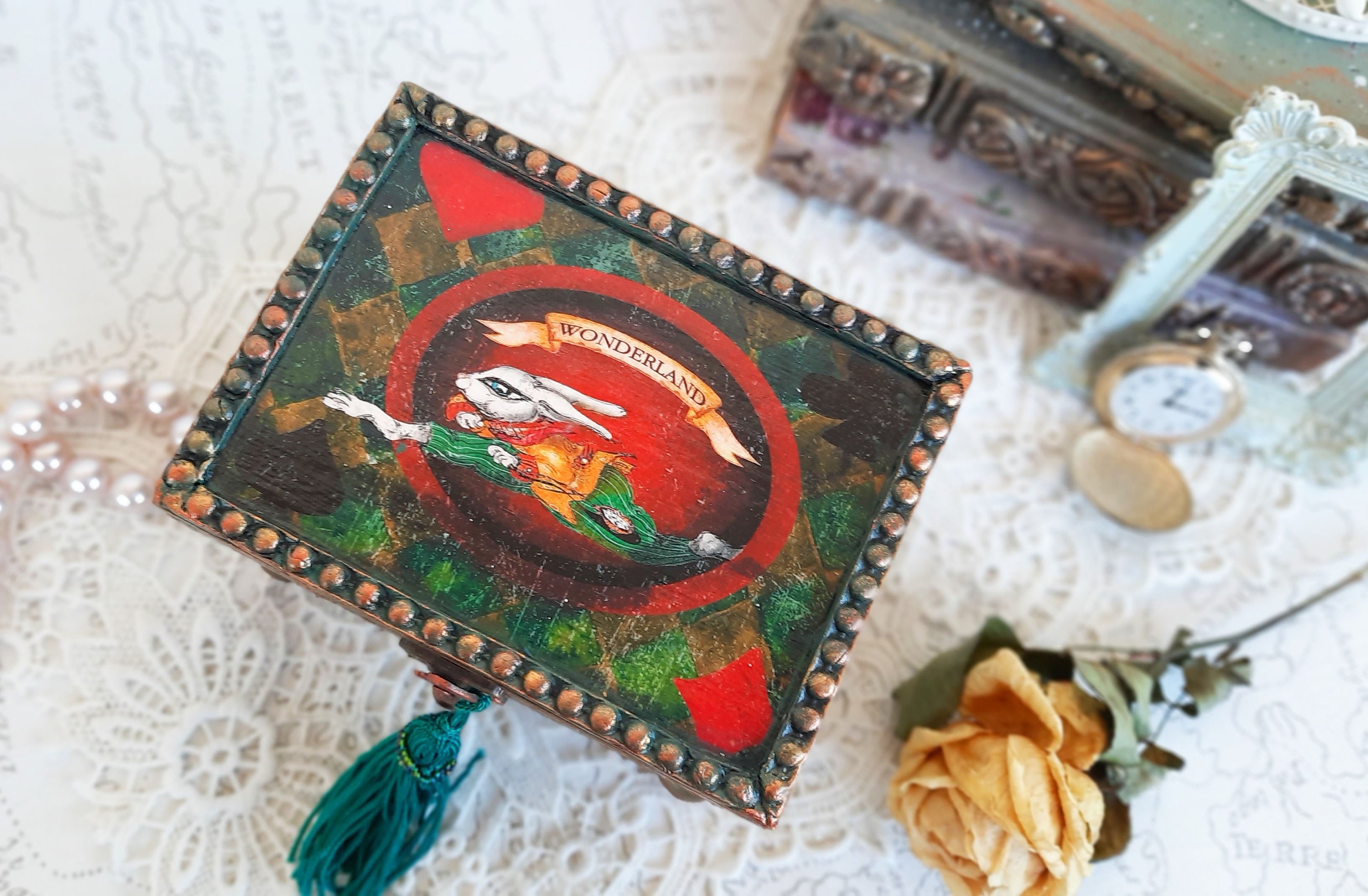 White Rabbit Box Alice in Wonderland Box Sectioned Box - Etsy