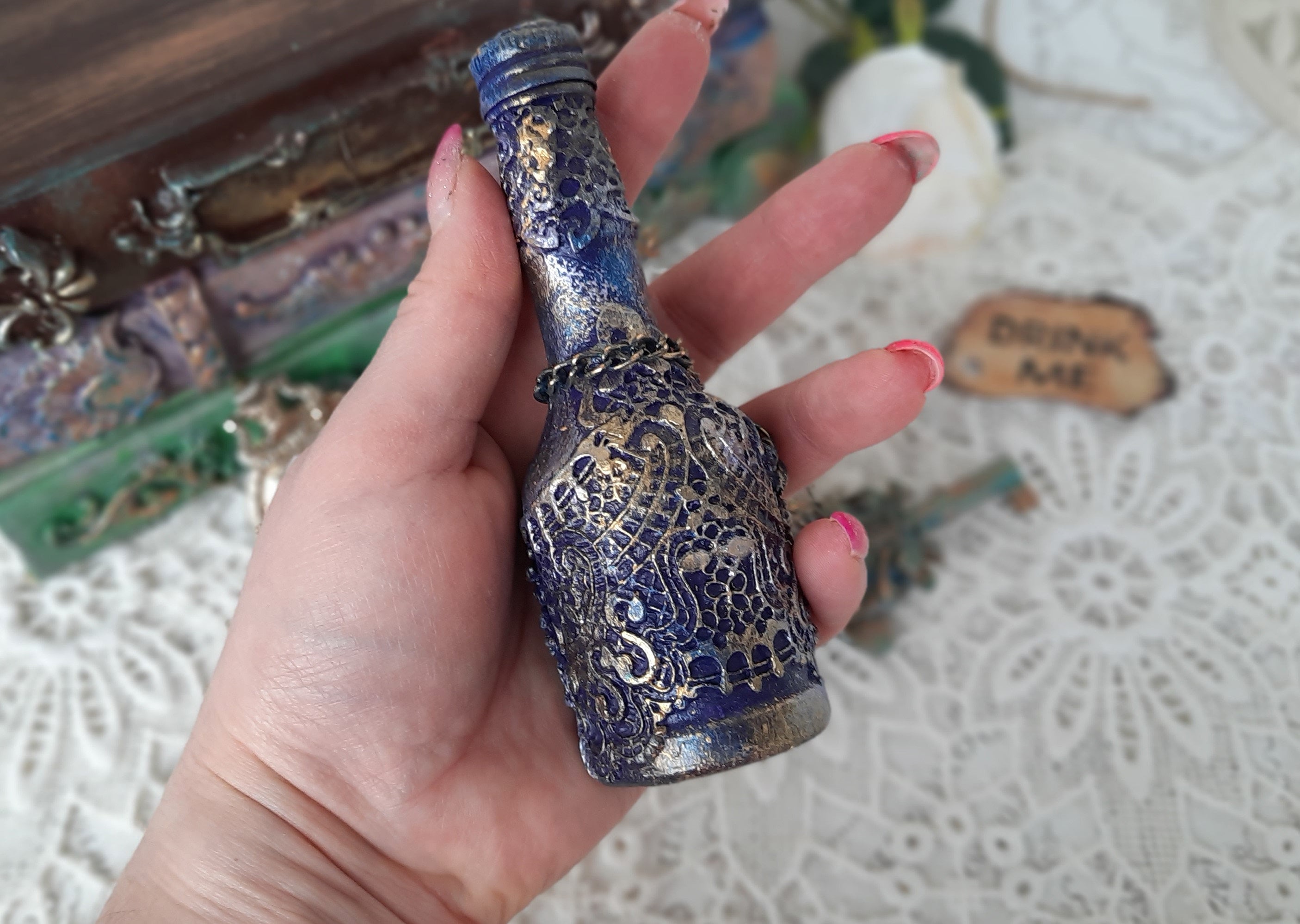 White Rabbit Bottle, Tiny Glass Bottle, Drink Me Bottle, Alice Bottle ...