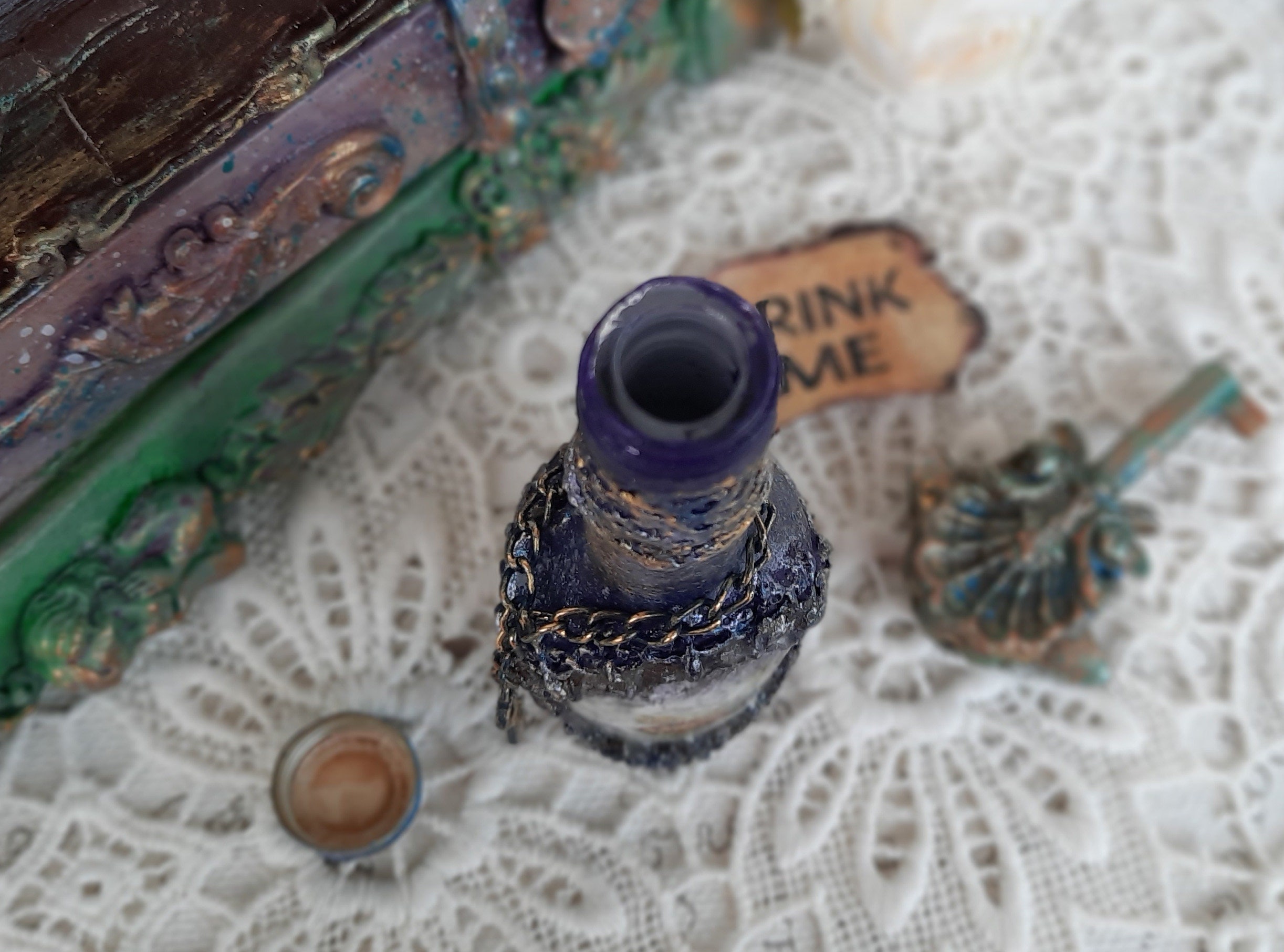 White Rabbit Bottle, Tiny Glass Bottle, Drink Me Bottle, Alice Bottle ...