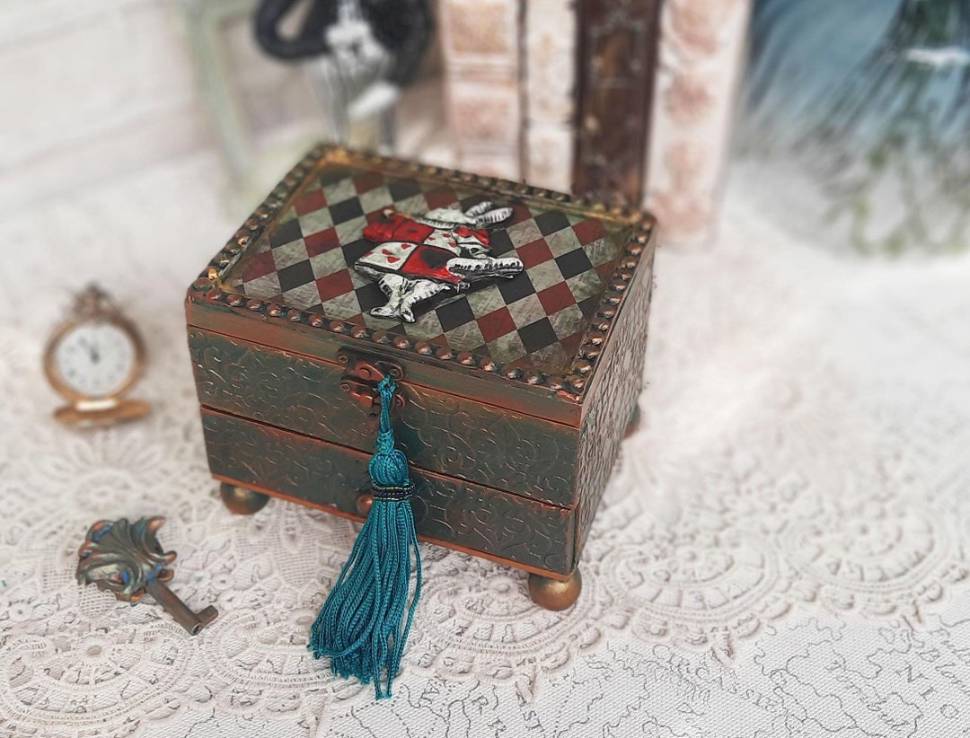 White Rabbit Box, Alice in Wonderland Box, Sectioned Box, Jewelry ...