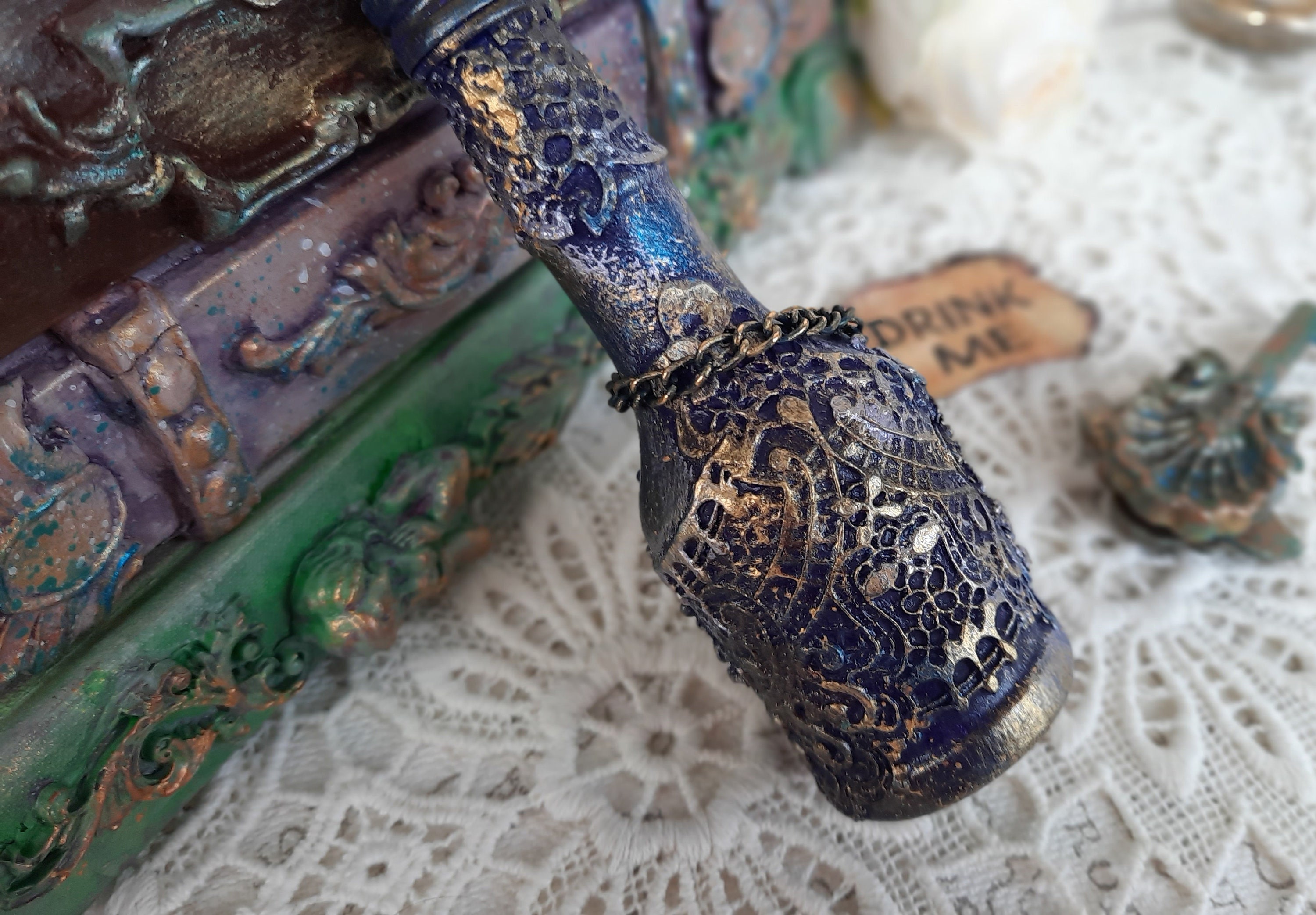 White Rabbit Bottle, Tiny Glass Bottle, Drink Me Bottle, Alice Bottle ...