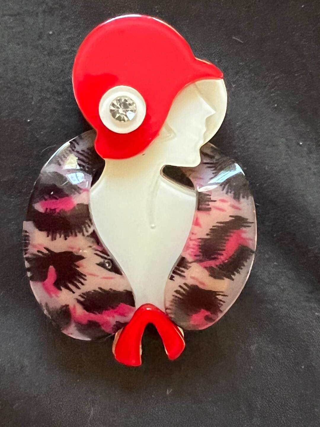 Art Deco Layered Lucite Flapper Girl Brooch - Etsy