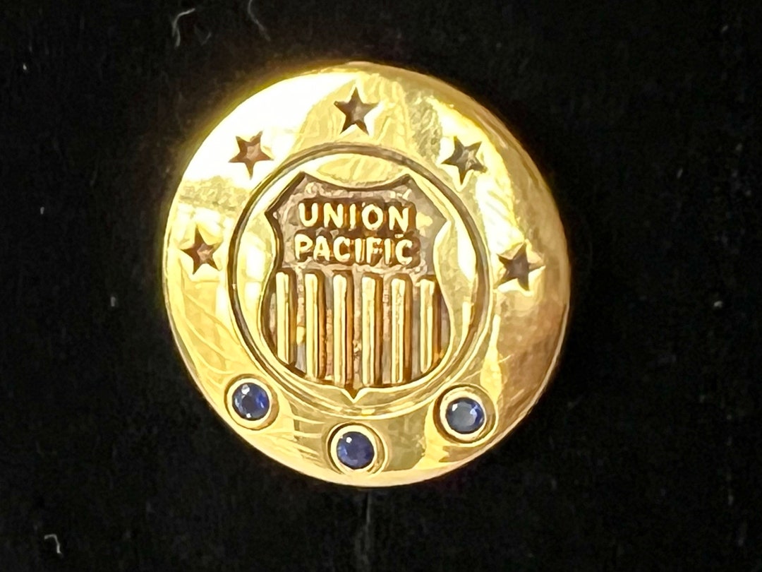 Vintage Tiffany & Co Gilt Sterling Silver UNION PACIFIC Lapel Pin With ...