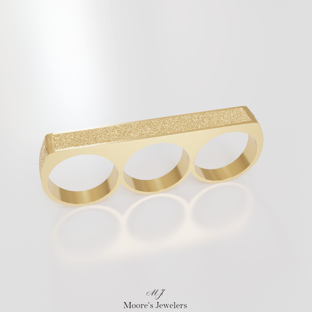 Textured 3 Finger Bar Ring 3d Model (stl File) - Etsy