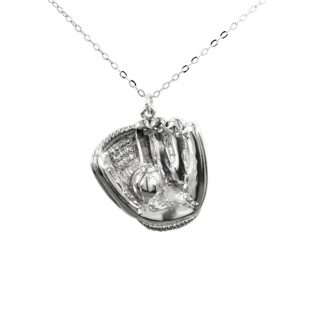 925 Sterling Silver Baseball Glove Necklace With 22" Hypoallergenic ...
