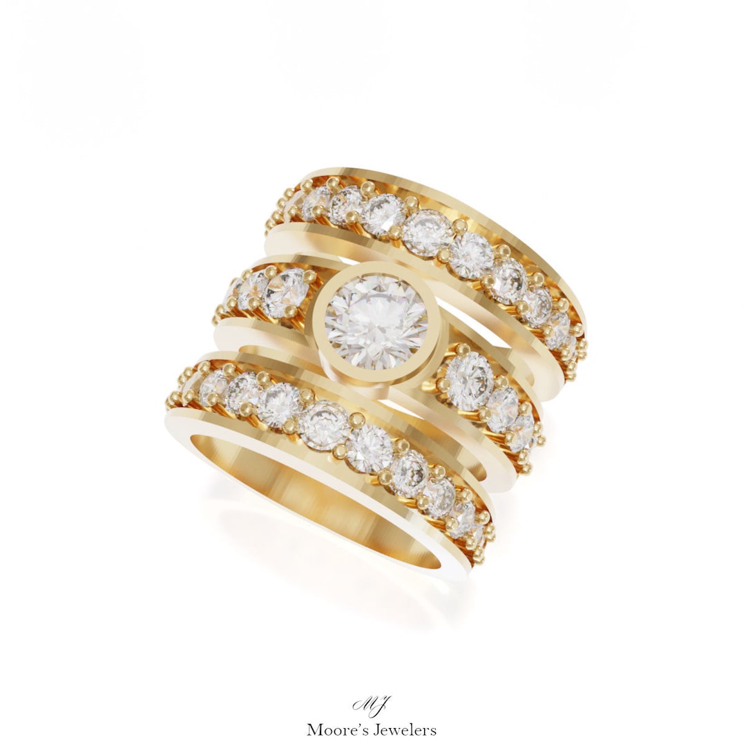 3 Ring Wedding Set 3d Model and Blender File - Etsy