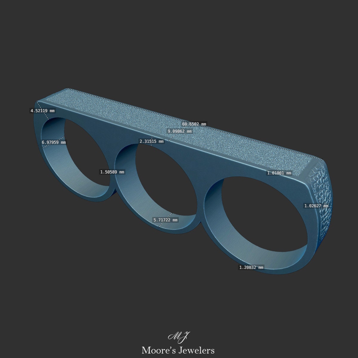 Textured 3 Finger Bar Ring 3d Model (stl File) - Etsy