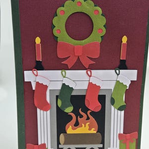 Festive Fireplace Christmas Card - Etsy