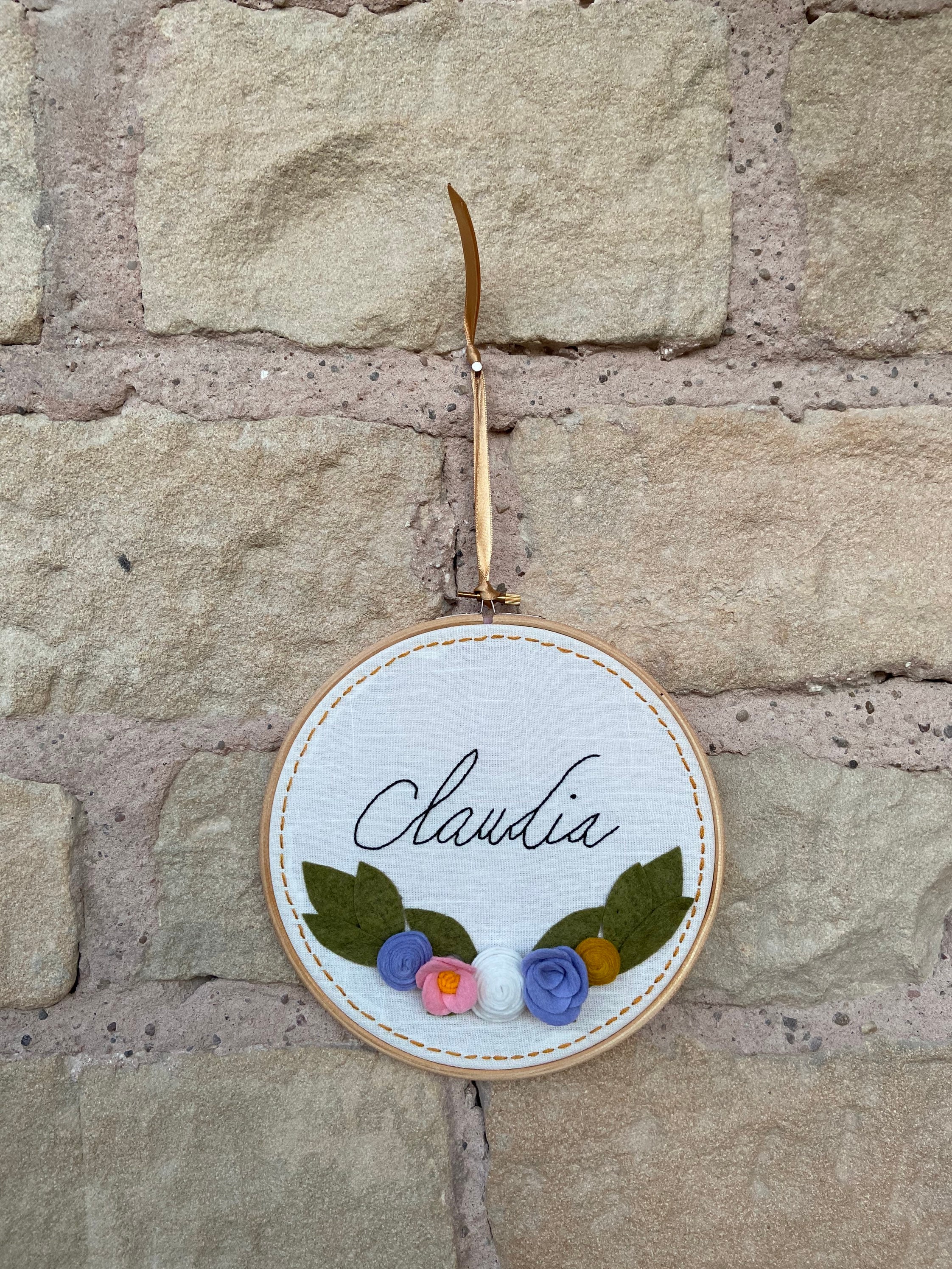 Personalised Name Floral Embroidery Hoop - Etsy New Zealand