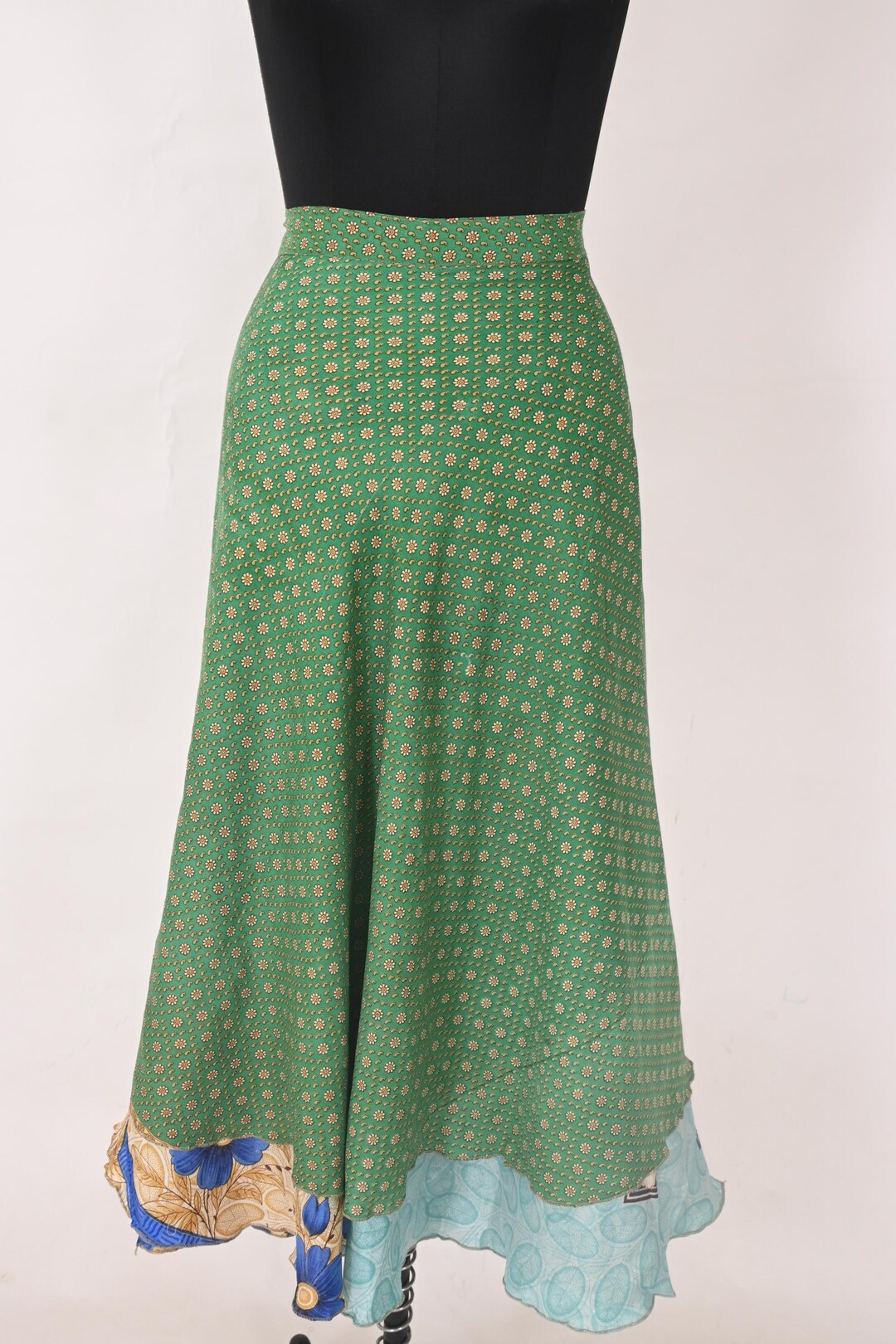 Women Wear Silk Skirt, 2 Layer Wrap Skirt, Silk Rapron Skirts, Boho ...