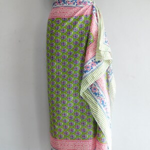Green sarong , cotton handmade pareo , cotton boho scarf, neck head ...