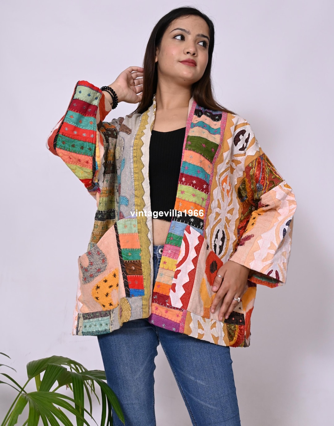 Women Wear Jacket, Vintage Patchwork Cutwork Jacket, Hand Embroidered ...