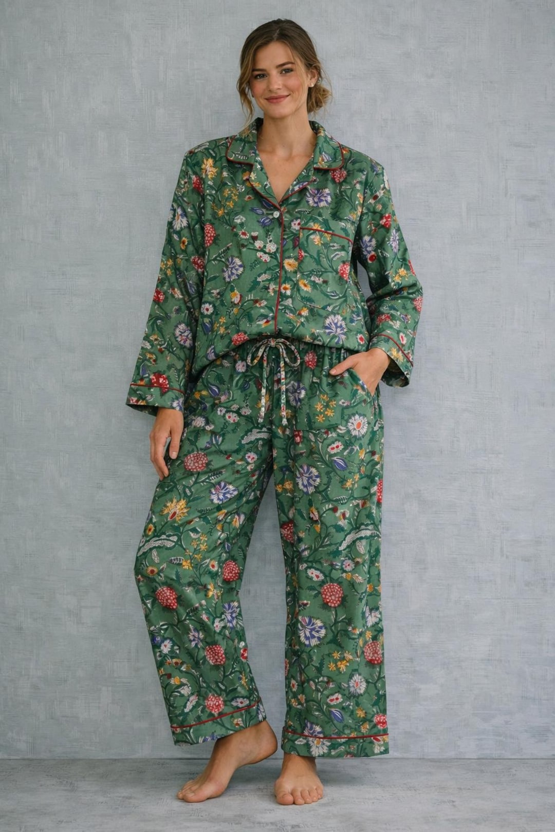 Floral Cotton Pajama Set, Women’s Sleepwear & Loungewear, Gift for Her ...