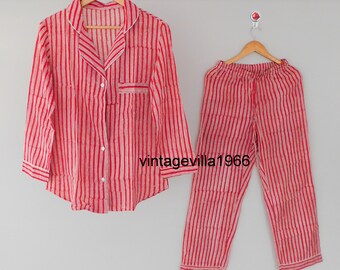 Red Striped Pj Set - Etsy