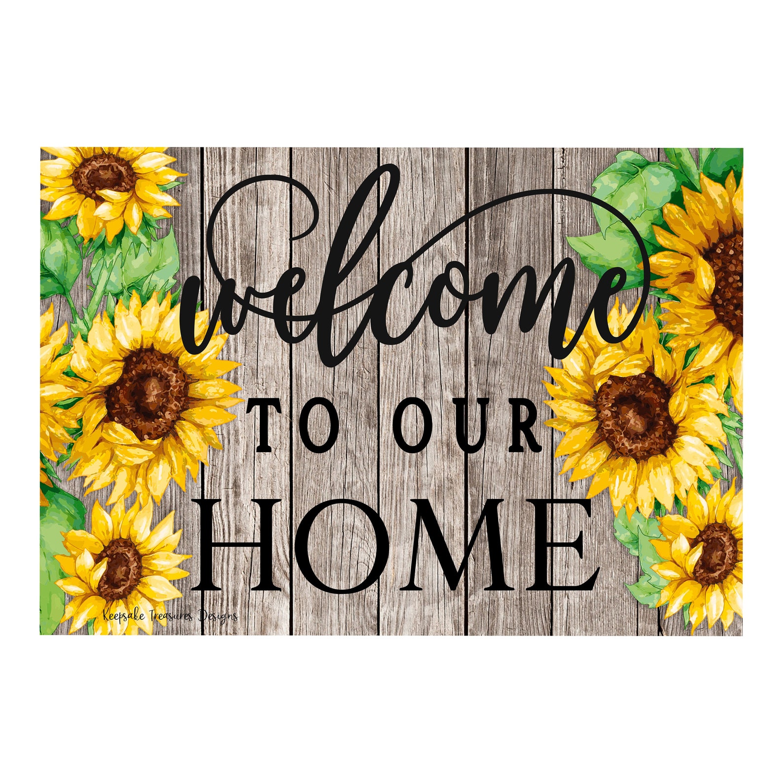 Welcome to Our Home Sunflower Door Mat Template Wood | Etsy