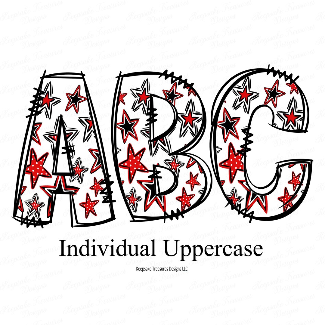Doodle Alphabet PNG Clipart: Quirky Star Letters, Sports Font (digital ...