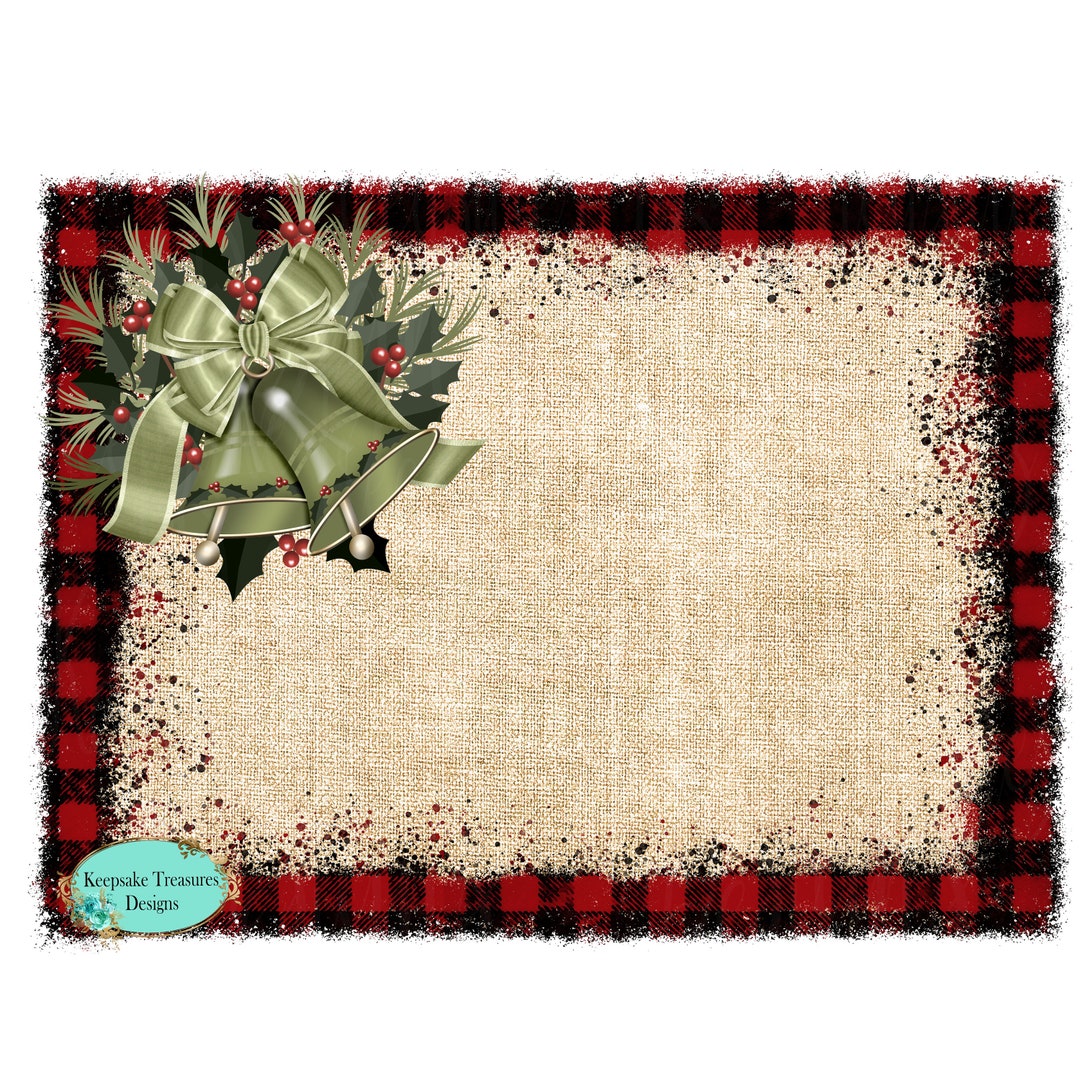Christmas Buffalo Plaid Background Set Christmas Bells - Etsy