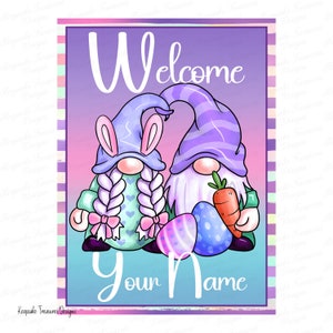 Welcome, Gnome Garden Flag Template, PNG Sublimation Design, Easter ...
