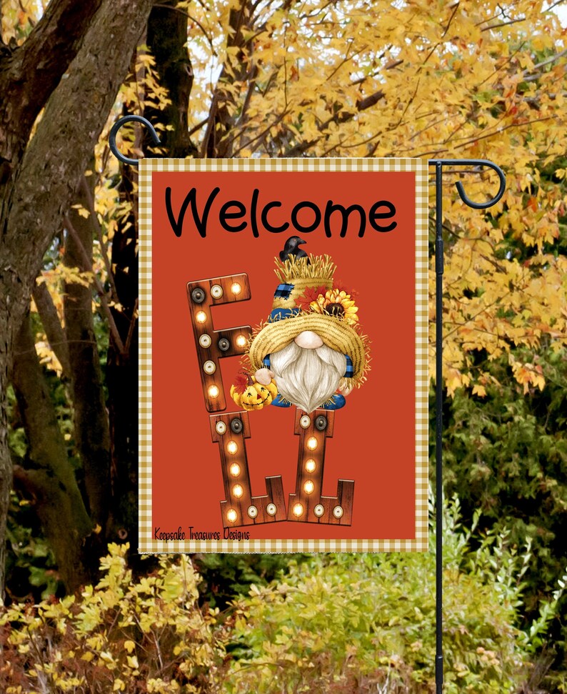Welcome Fall Scarecrow Gnome Marquee Letters Yard Flag - Etsy