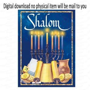 Shalom Garden Flag Template, Hanukkah Door Sign, Shalom Door Flag ...