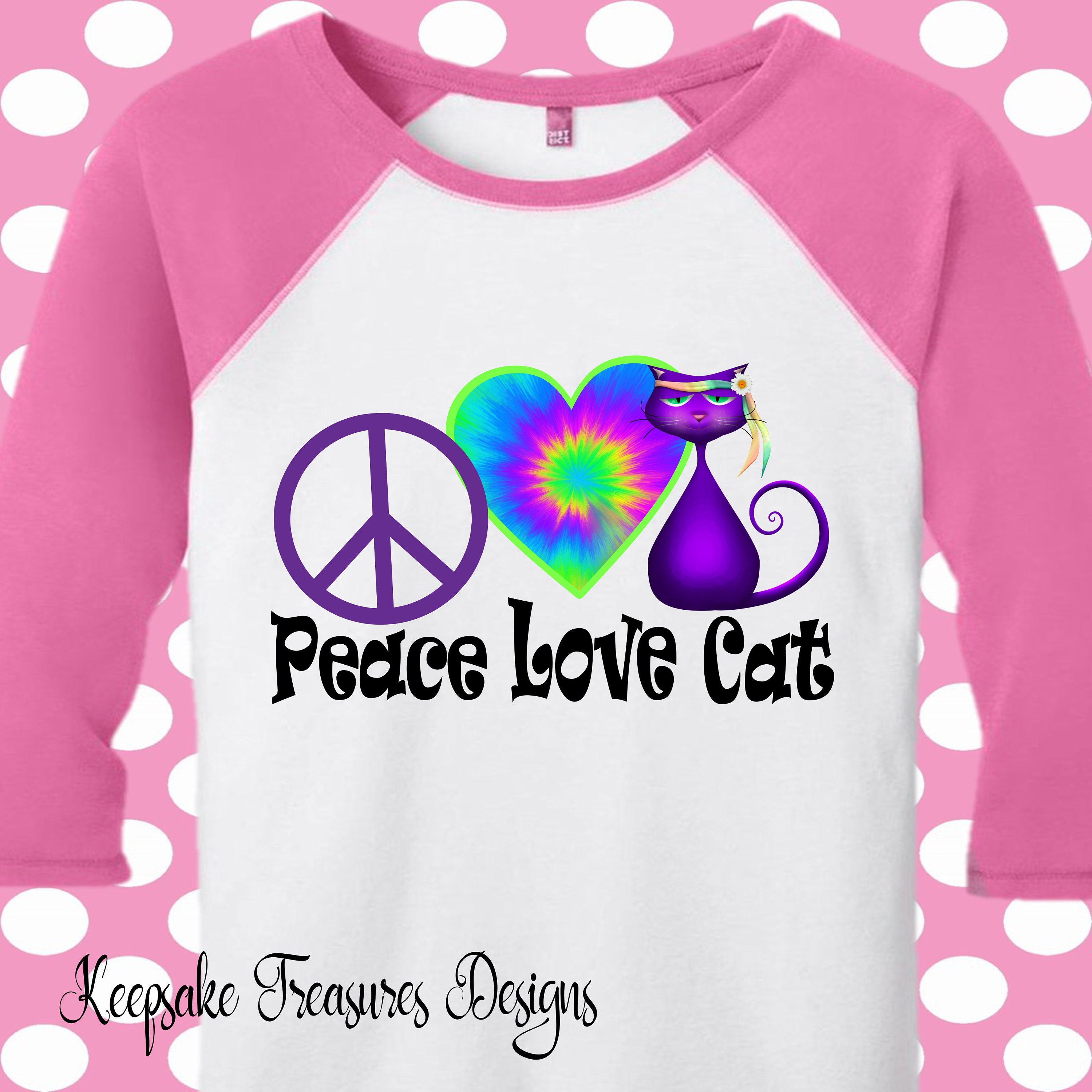 Hippie Cat Peace Sign Love Cat Tie Dye Sublimation - Etsy UK