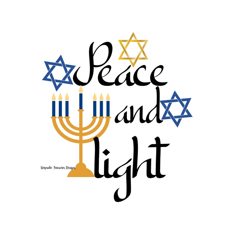 Peace and Light, Menorah, Hanukkah, Sublimation Design, Digital ...