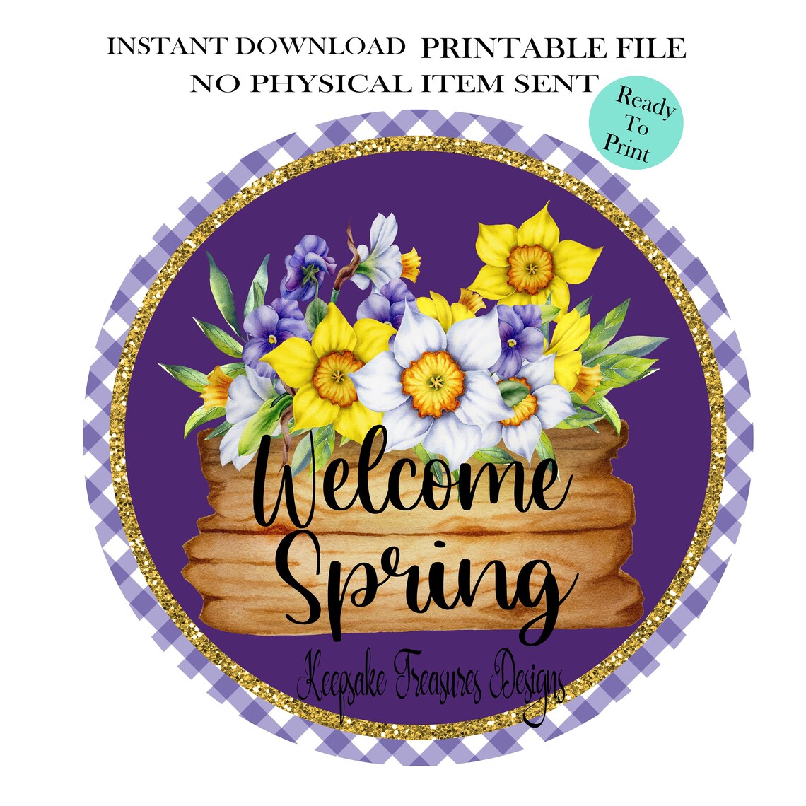 Welcome Spring Daffodil Wooden Panel Door Hanger Template - Etsy
