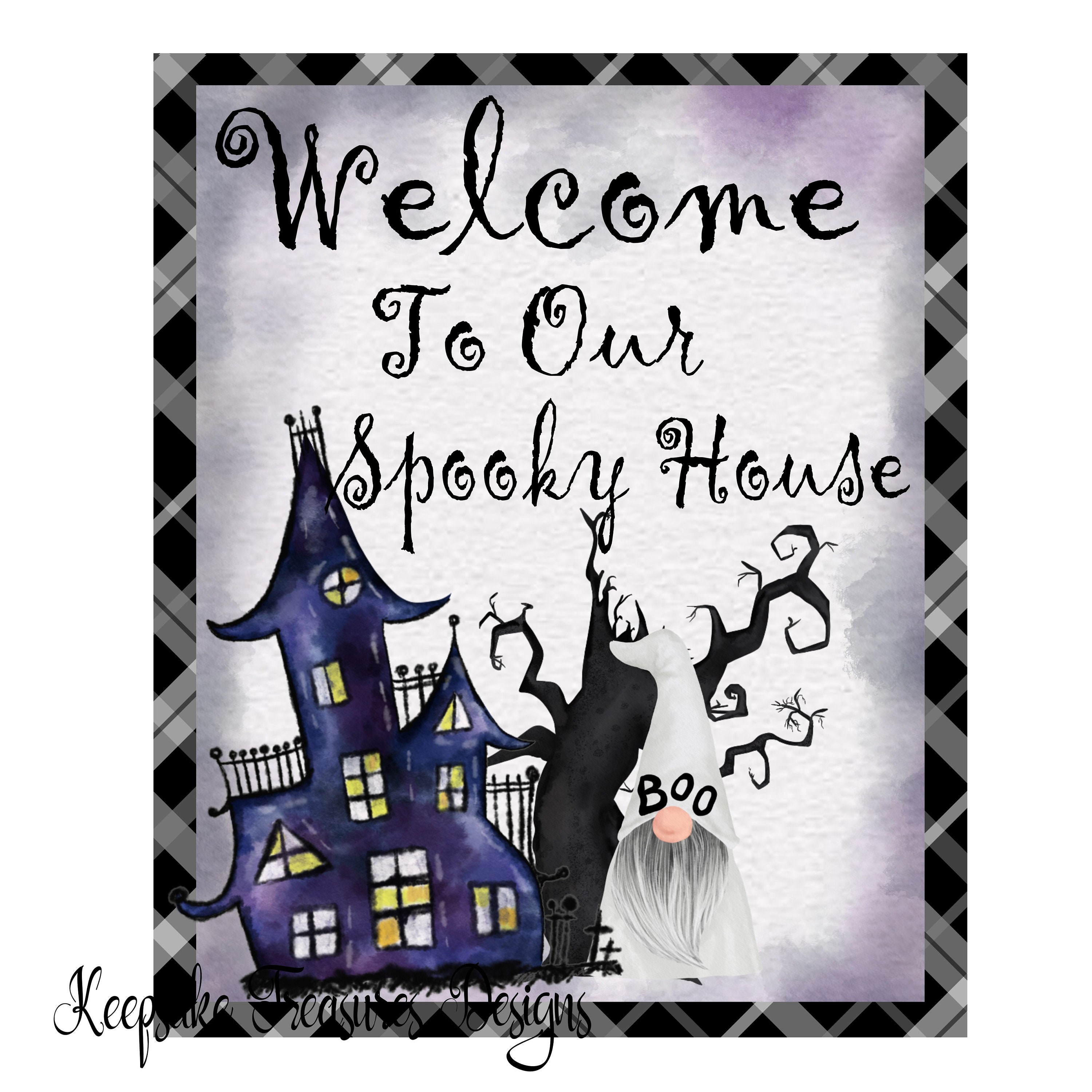 Halloween Gnome Welcome to Our Spooky House Sublimation - Etsy