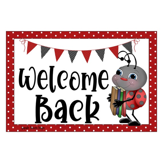 Welcome Back School Ladybug Door Hanger Template | Etsy