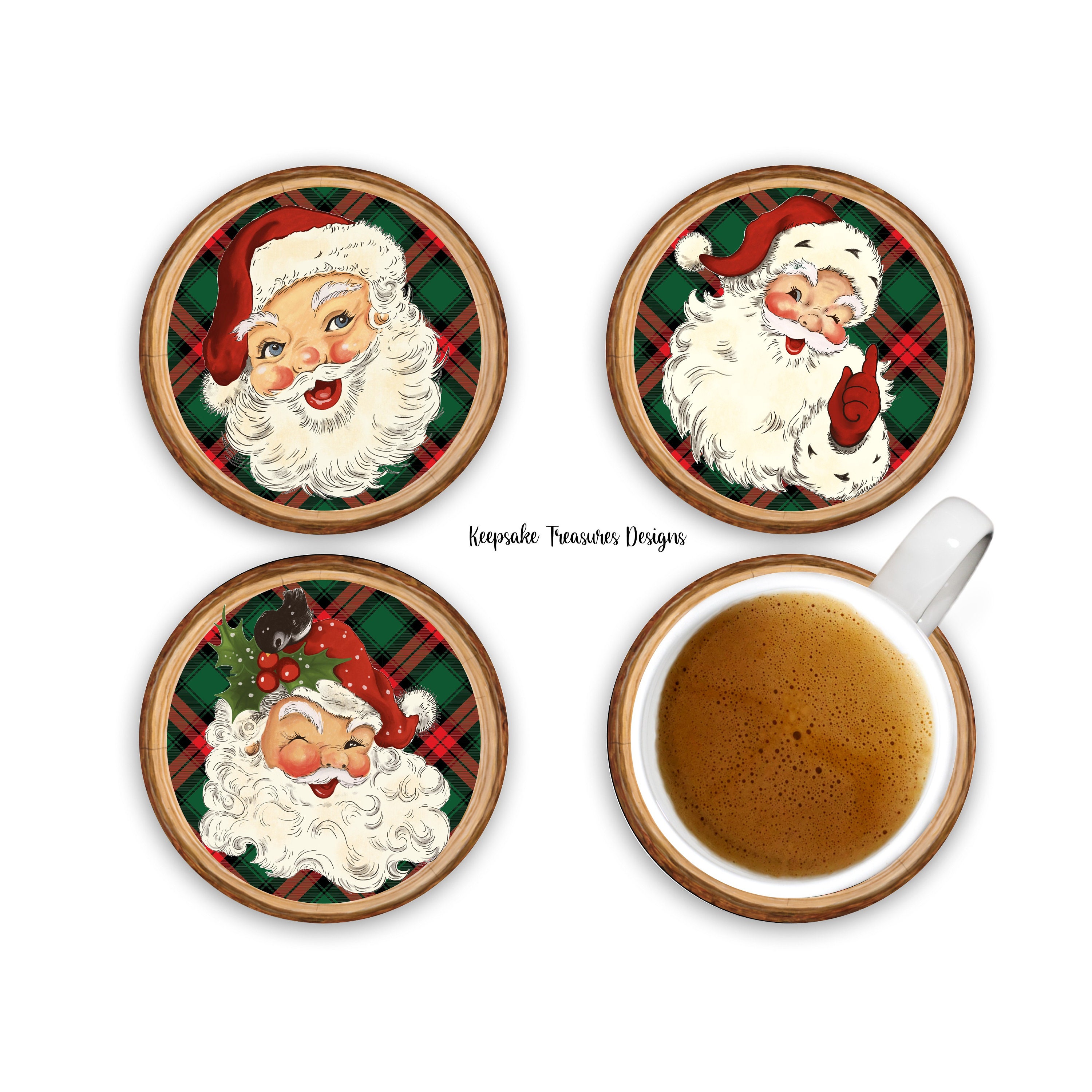 Vintage Wooden Santa Sublimation Design Individual PNG Red - Etsy