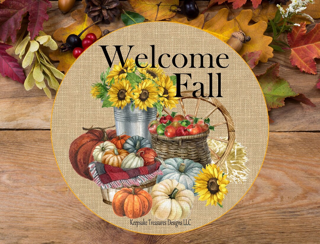 Fall Wreath Attachment Welcome Fall PNG Sublimation - Etsy