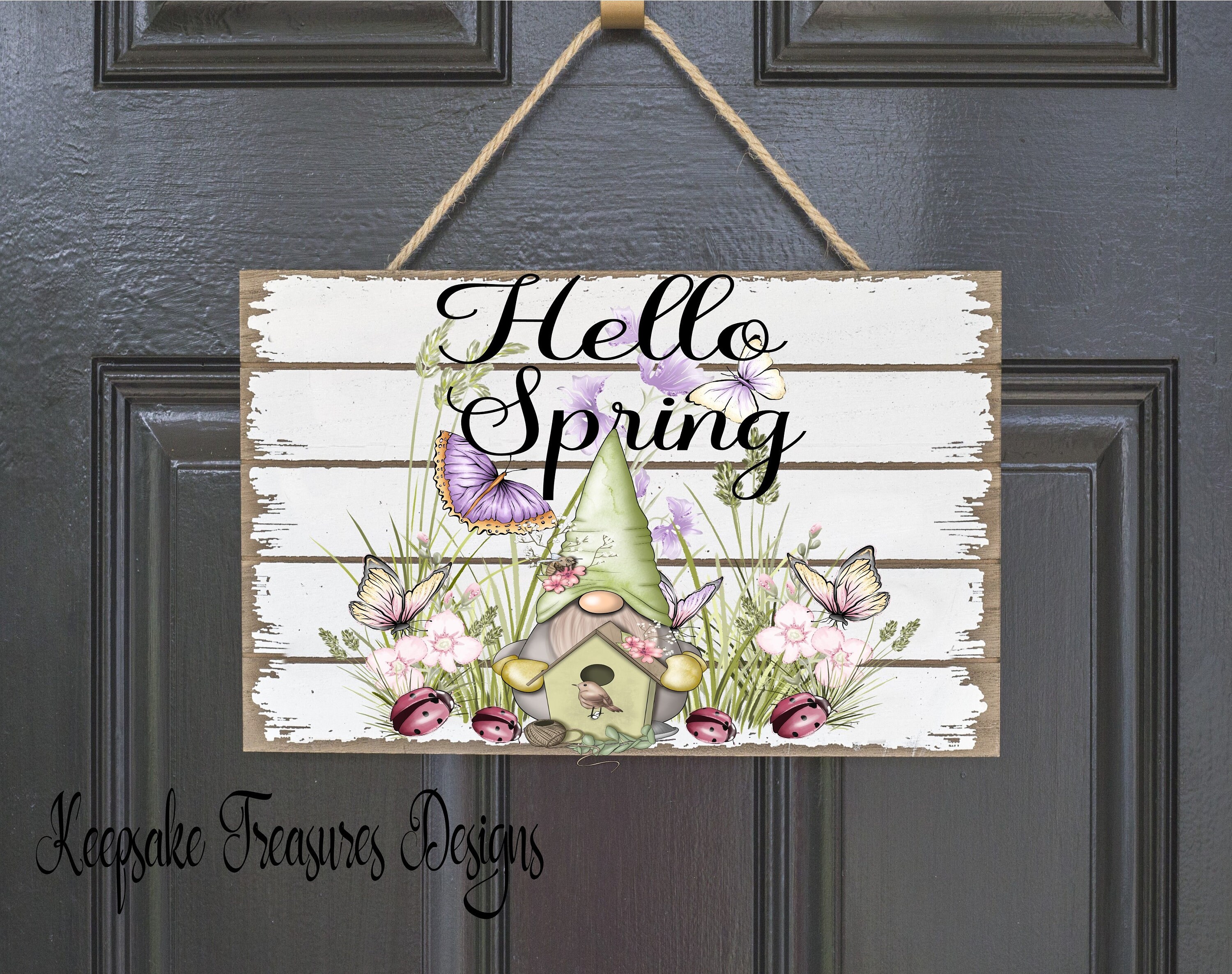 Hello Spring Spring Gnome Pastel Colors Wild Flowers - Etsy