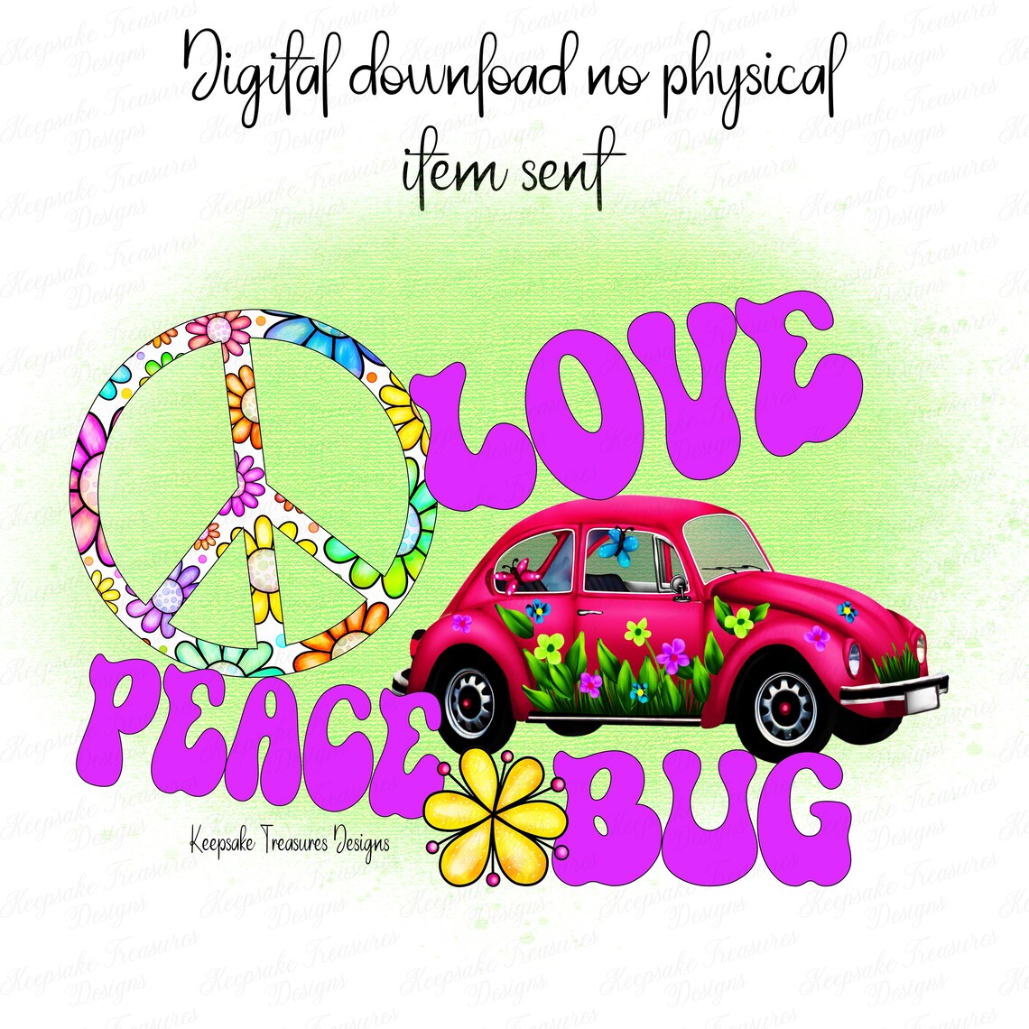 Peace Love Bug Retro Shirt Design PNG Sublimation Design - Etsy