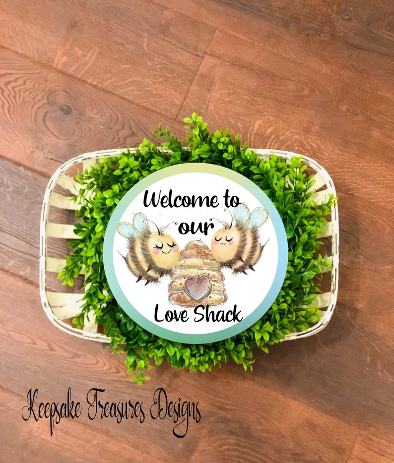 Welcome to Our Love Shack Pastel Bees Door Hanger Template - Etsy