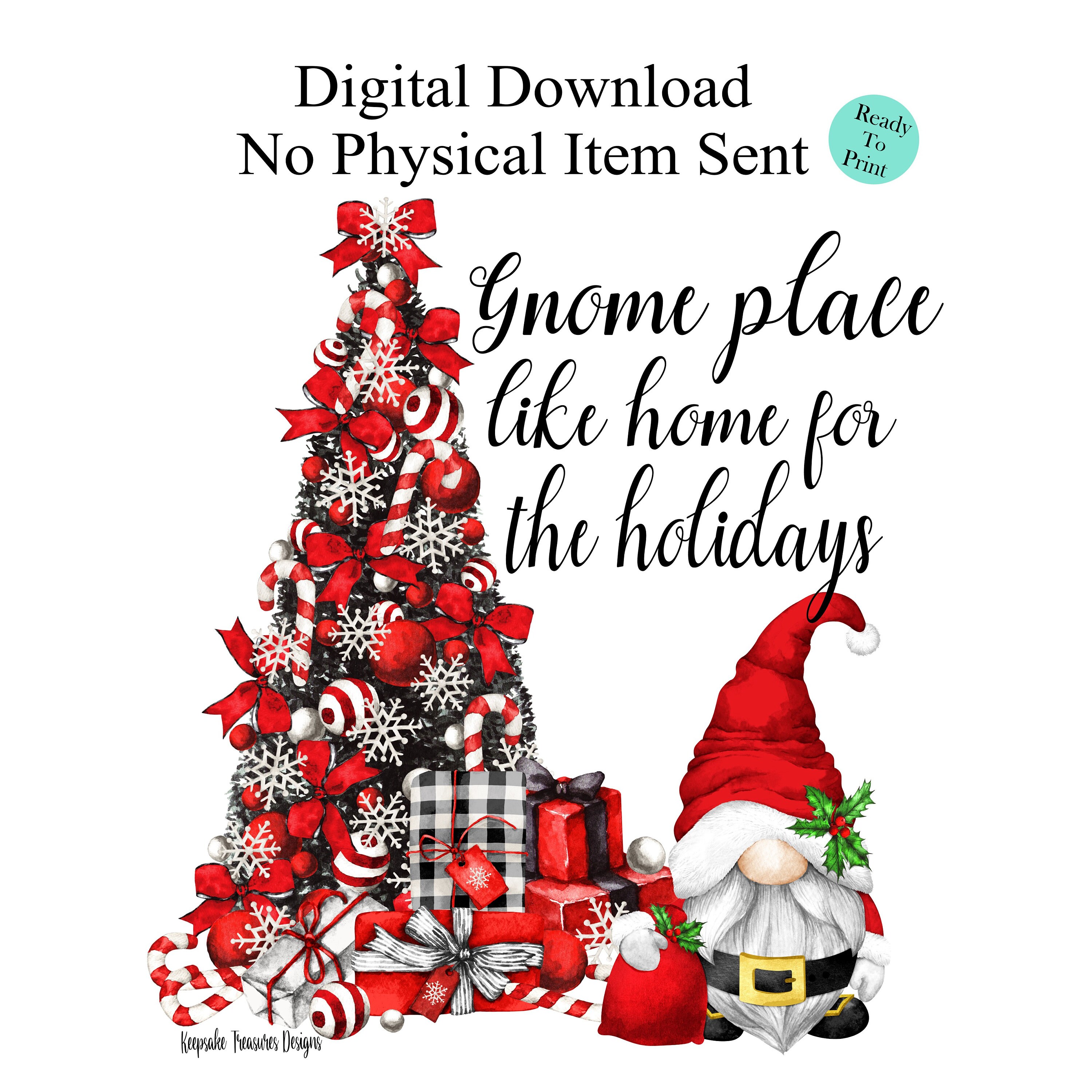 Gnome Place Like Home Christmas Santa Gnome PNG - Etsy