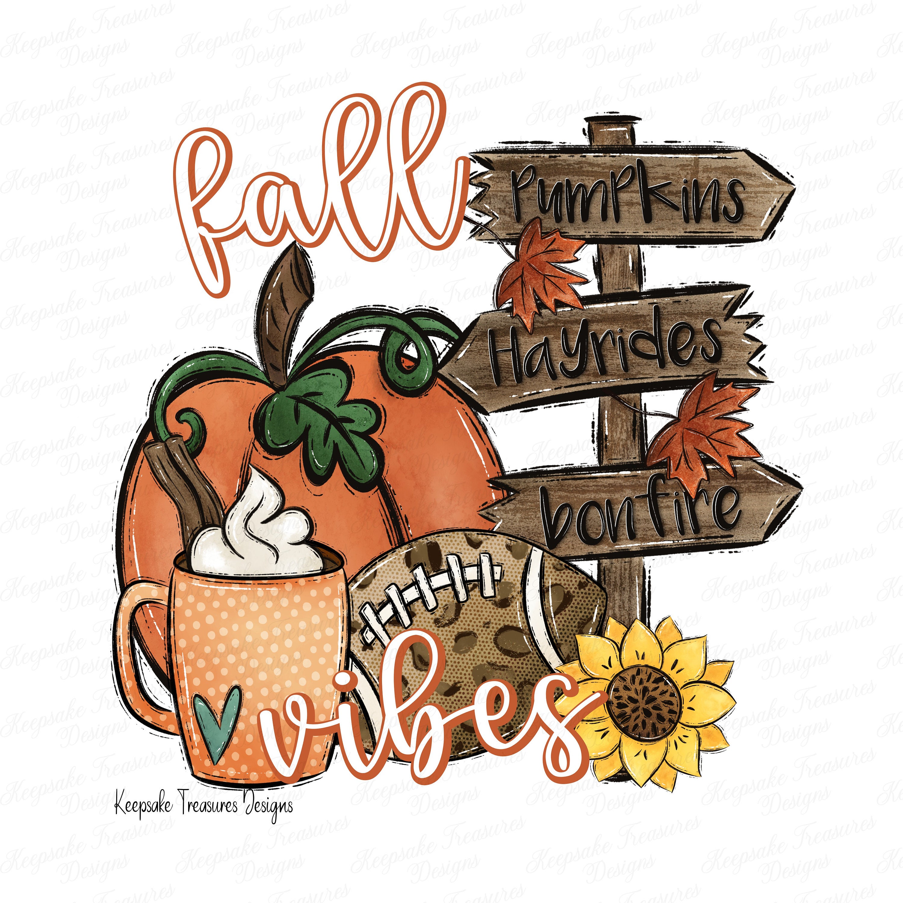 Fall Vibes PNG Hand Drawn Clipart for Fall Thanksgiving - Etsy