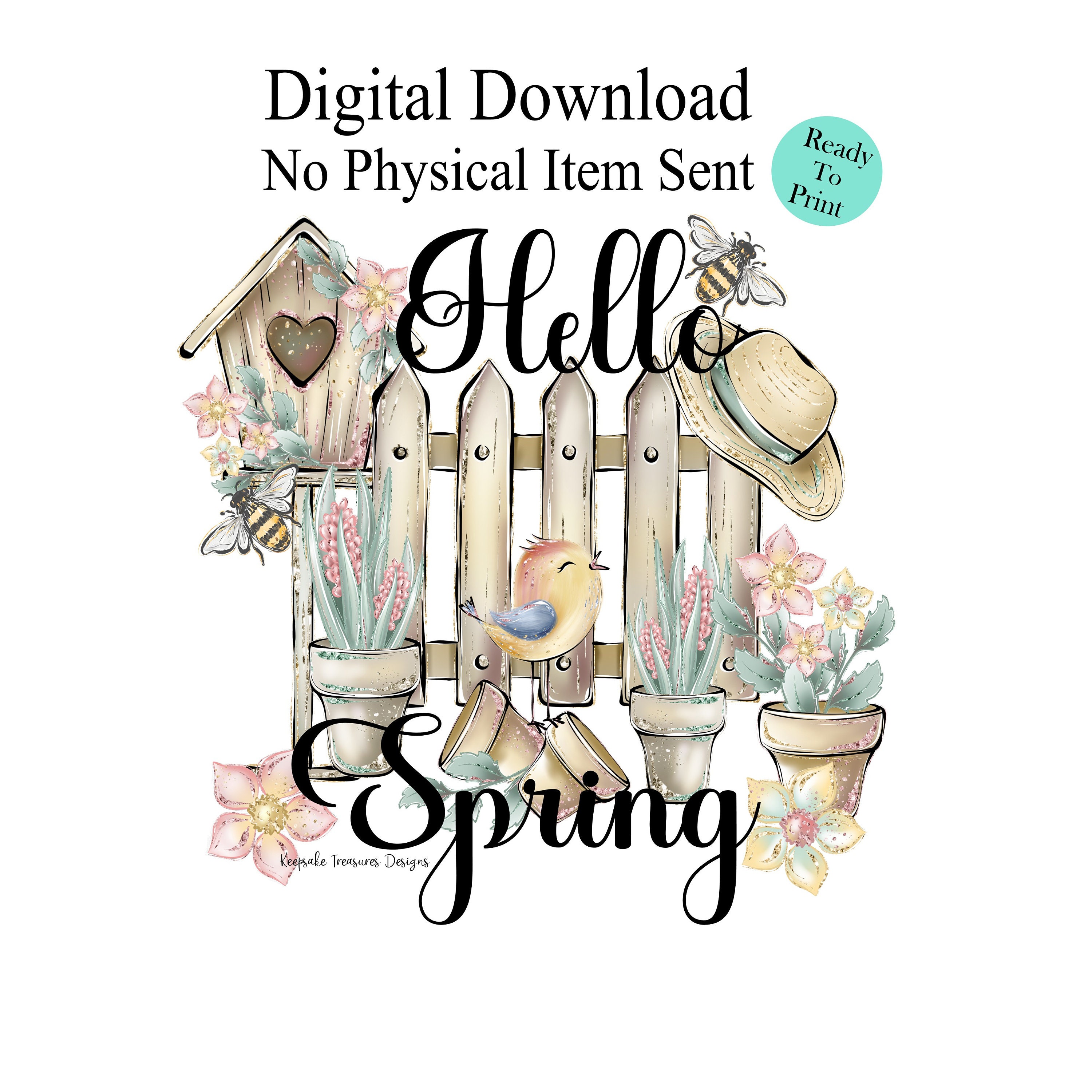 Hello Spring Pastel Colors Garden Sublimation Design PNG - Etsy