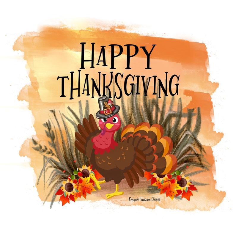 Happy Thanksgiving Whimsical Turkey Brushstrokes - Etsy