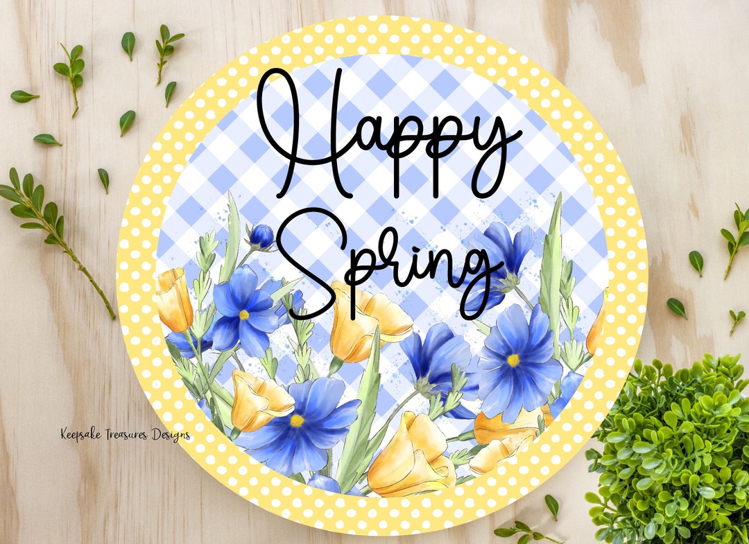 Happy Spring, Door Hanger Template, PNG, Sublimation Design, Digital ...