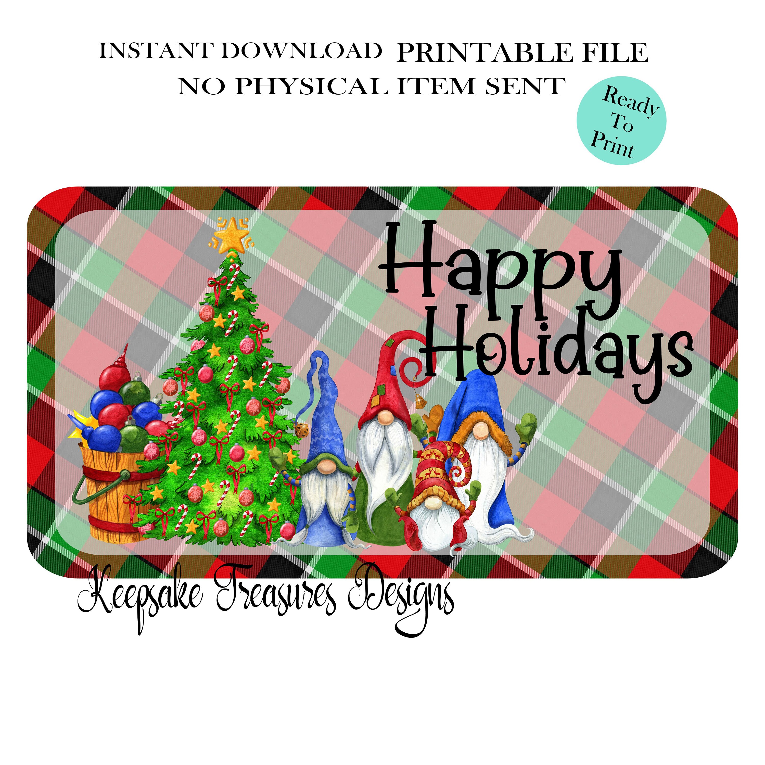 Happy Holidays Christmas Gnomes Sublimation Designs | Etsy