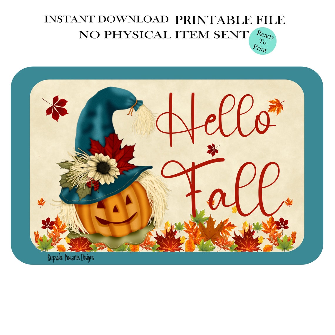 Hello Fall Scarecrow Pumpkin Place Mat Template - Etsy